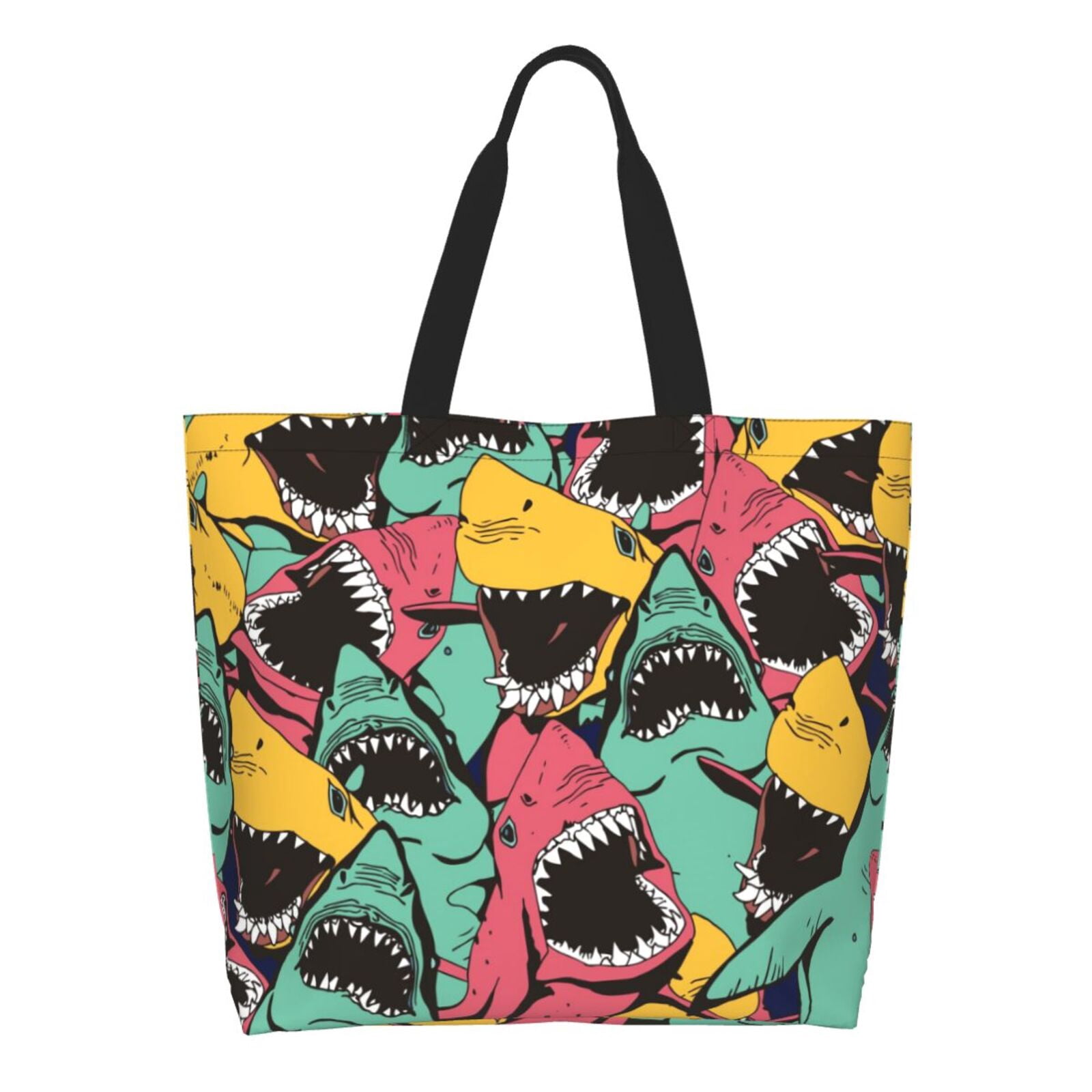 Easygdp Angry Shark Pattern Tote Bags for Women,Women Travel Shoulder ...