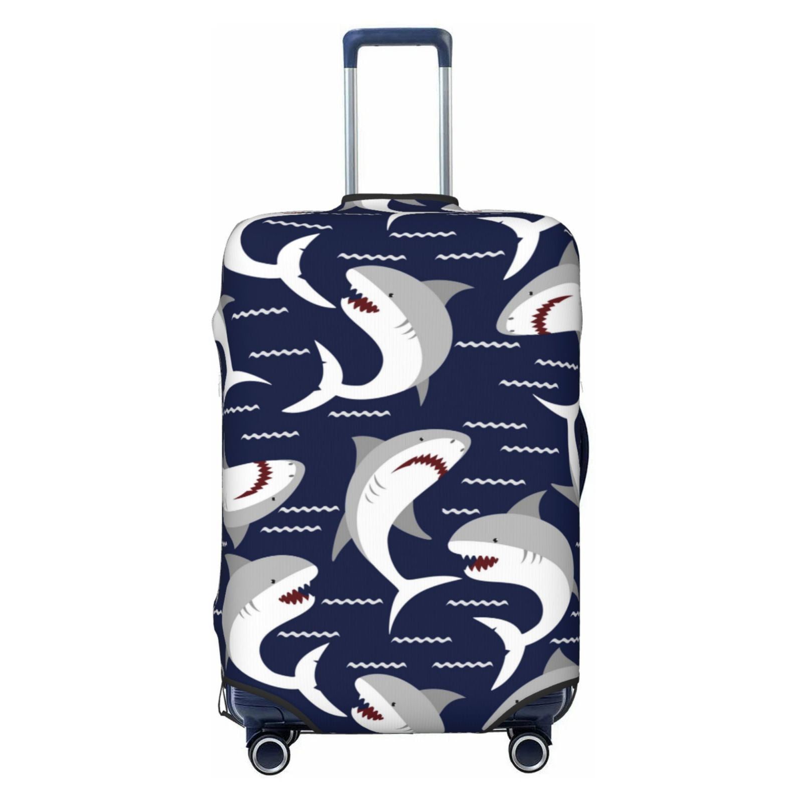 Easygdp Angry Shark Print Elastic and Washable Suitcase Protective ...