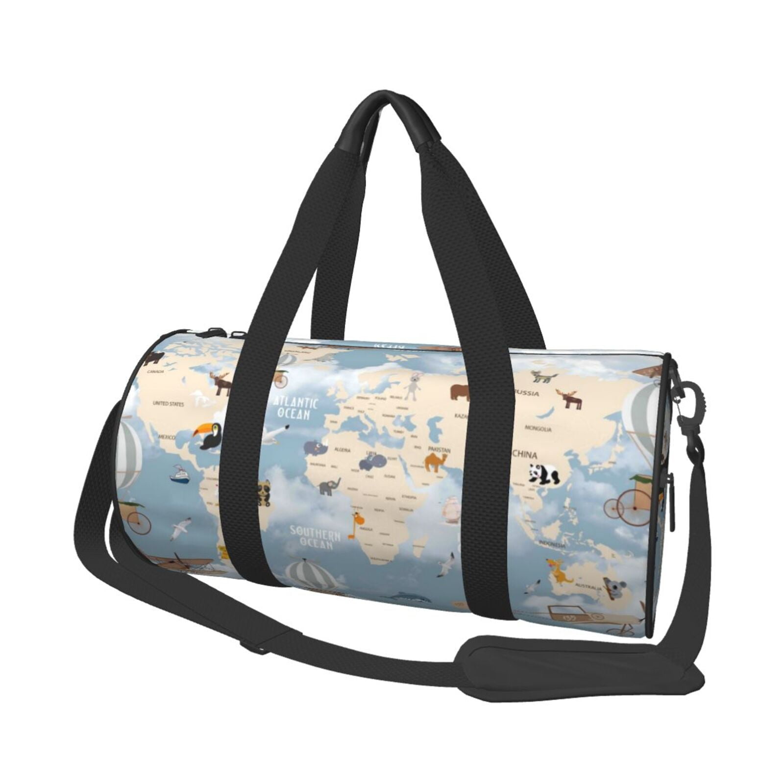 Easygdp Animals Travel World Map Travel Bag, Camping, Weekend, Carry On ...