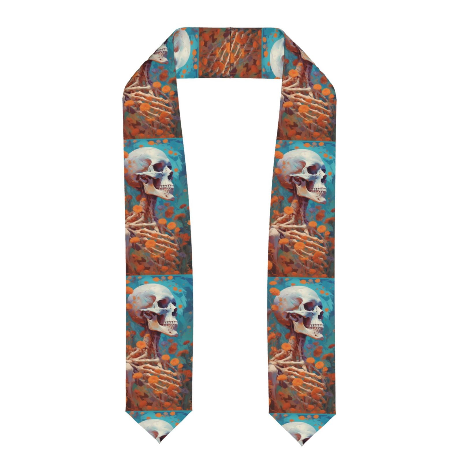 Easygdp Artistic Orange Carnation Skull Unisex Adult Graduation Stole ...