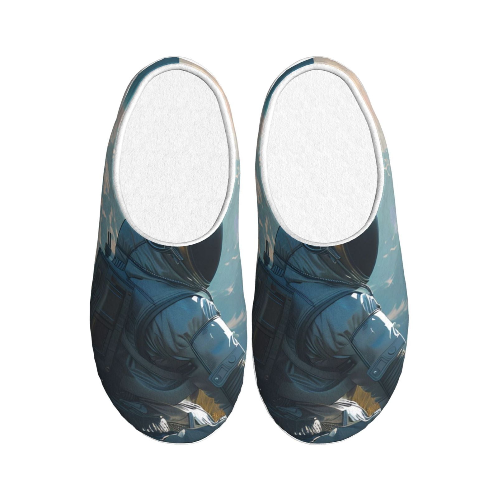 Easygdp Astronaut Contemplating Planet Slippers for Women Mens Winter ...