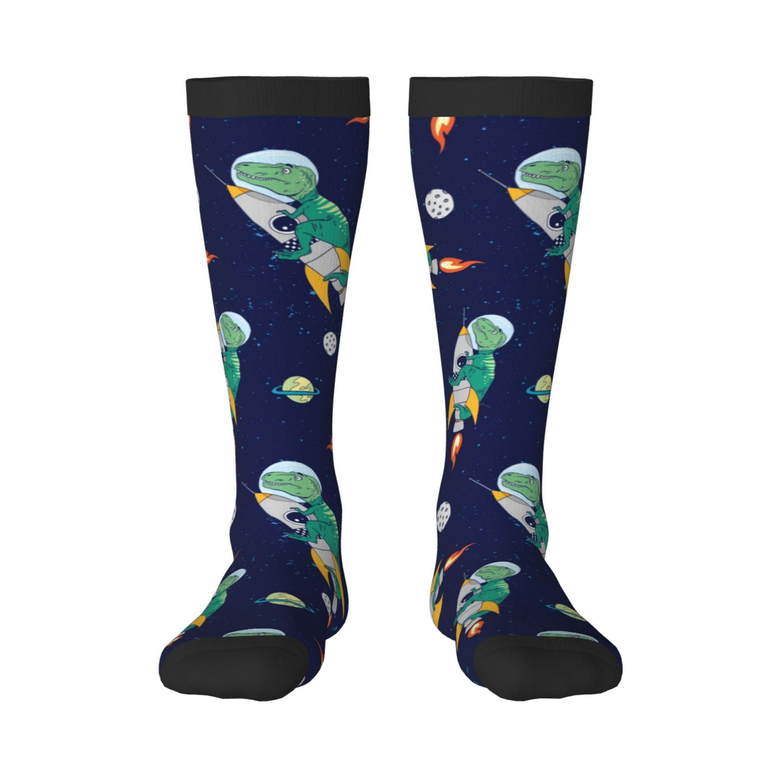 Easygdp Astronaut Dinosaur and Space Soccer Socks Sport Knee High Socks ...