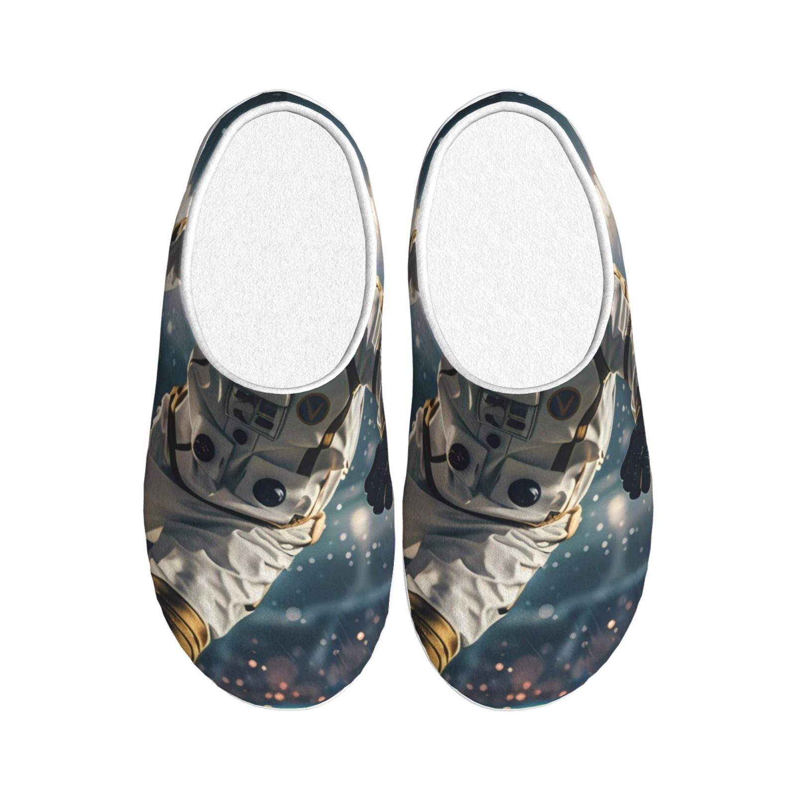 Easygdp Astronaut Soccer Field Slippers for Women Mens Winter Warm Home ...