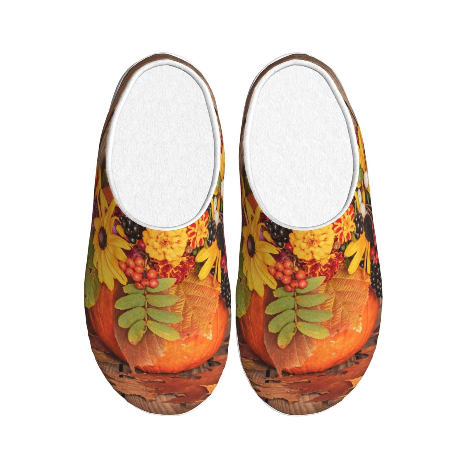 Easygdp Autumn Bouquet Pumpkin For Thanksgiving Slippers for Women Mens ...