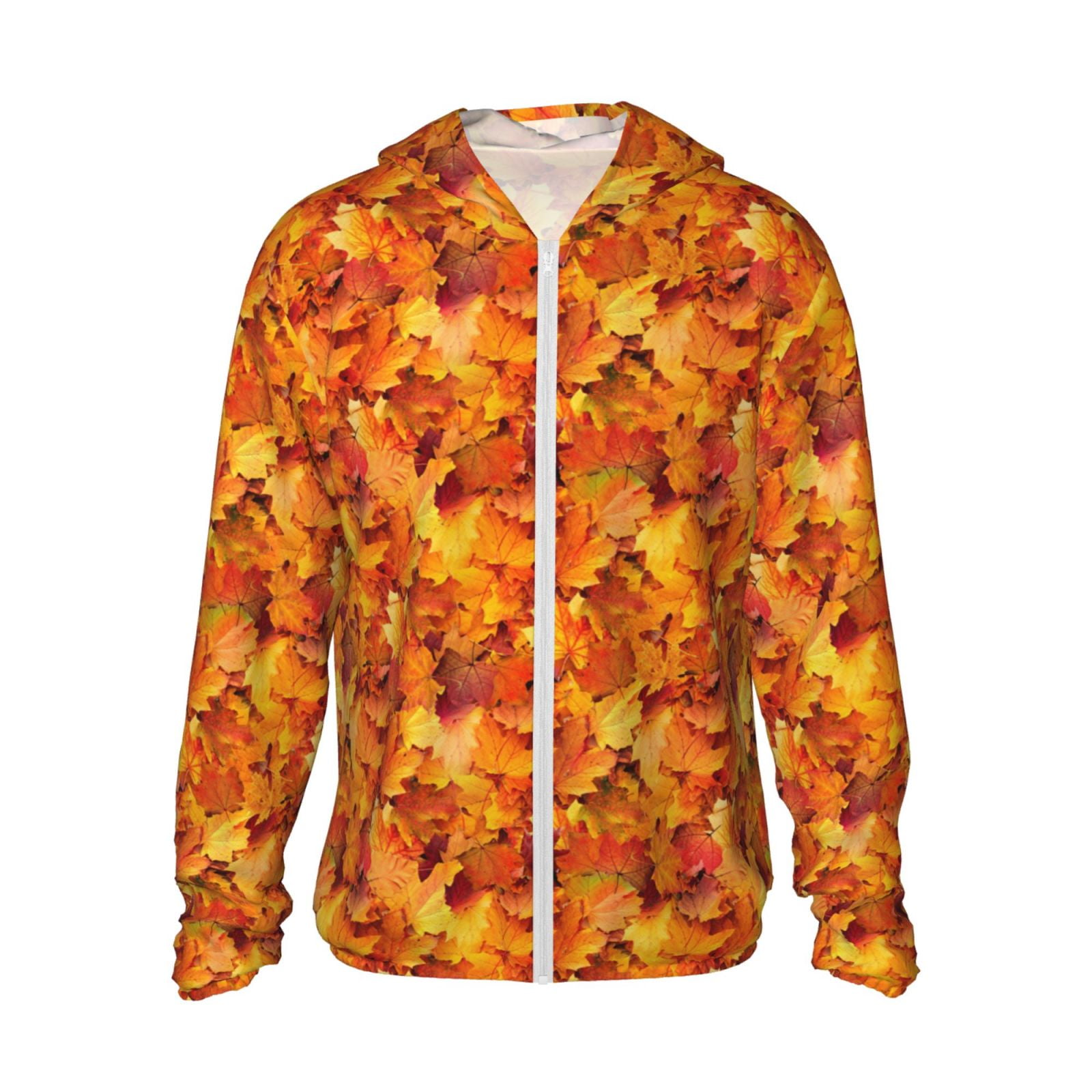Easygdp Autumn Maple Leaf Pile Lightweight Long Sleeve Sun Shirt Sports ...