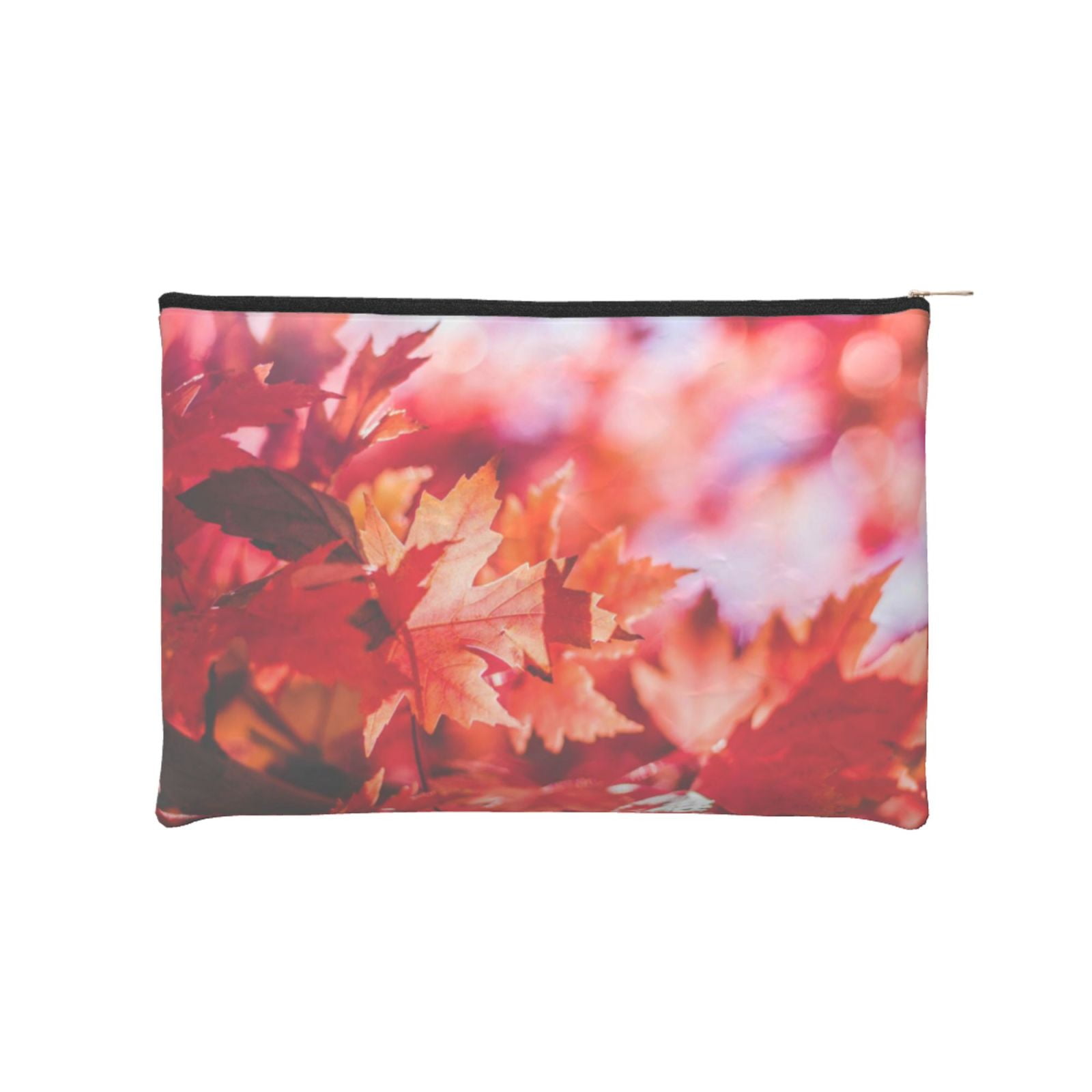 Easygdp Autumn Maple Leaves Makeup Bag Toiletry Bag Canvas Makeup Bags ...