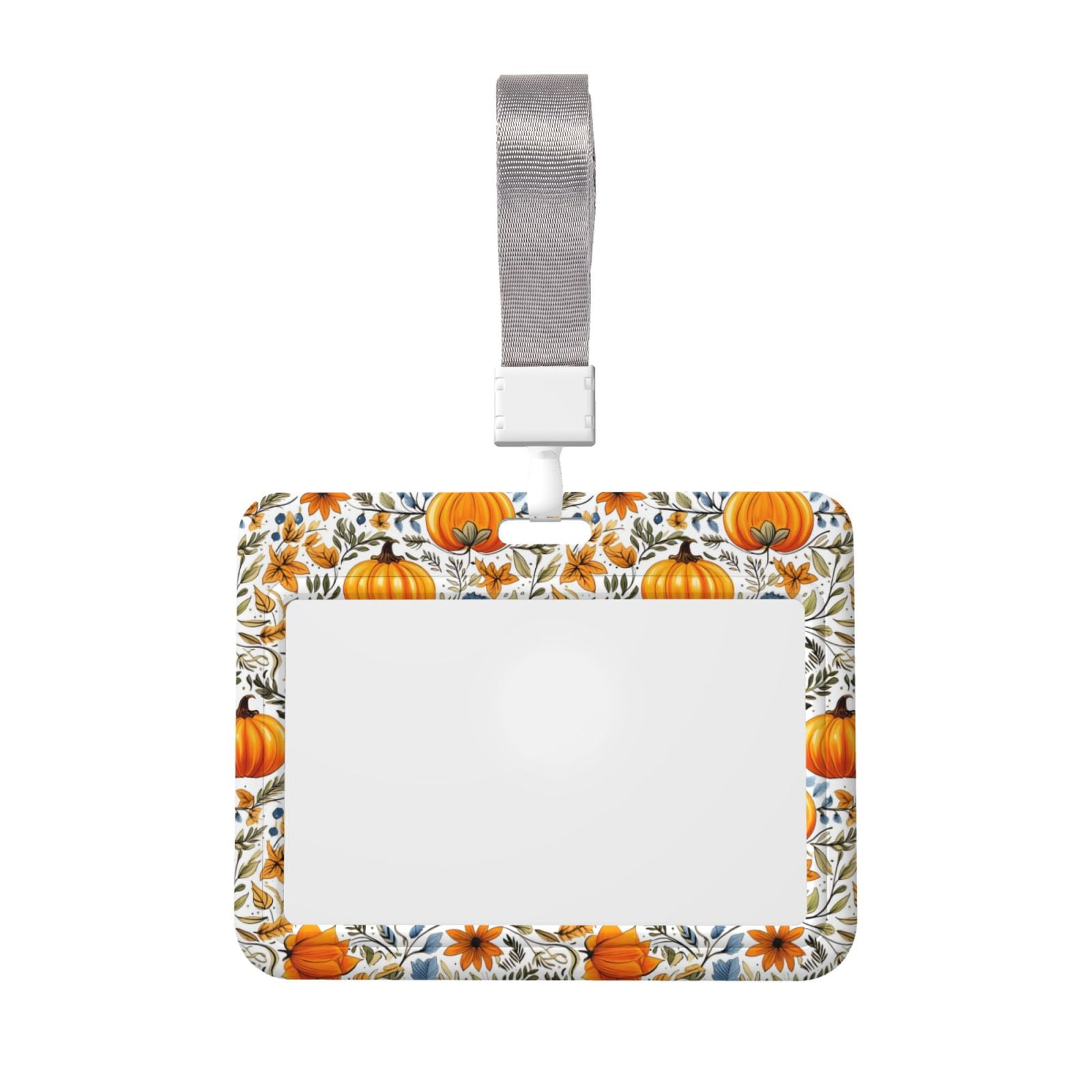 Easygdp Autumn Pumpkin Blossoms Card Badge Holder Work Badge Sleeve for ...