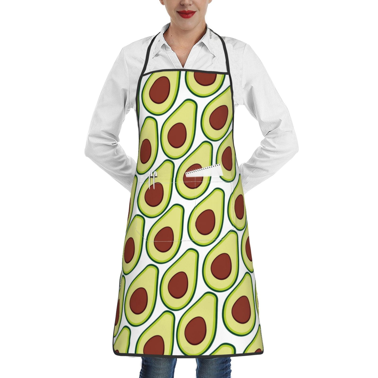 Easygdp Avocado Apron Waterdrop Resistant with 2 Pockets,Oil Resistant ...