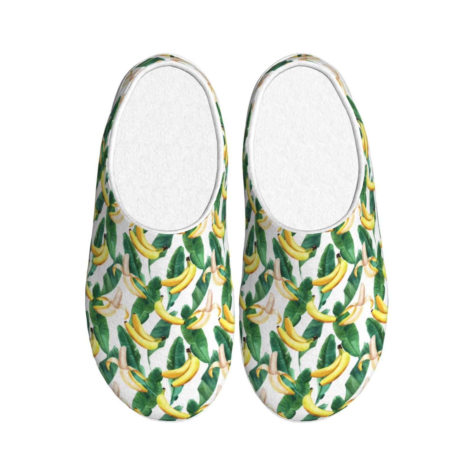 Easygdp Banana Tree Leaves Slippers for Women Mens Winter Warm Home ...