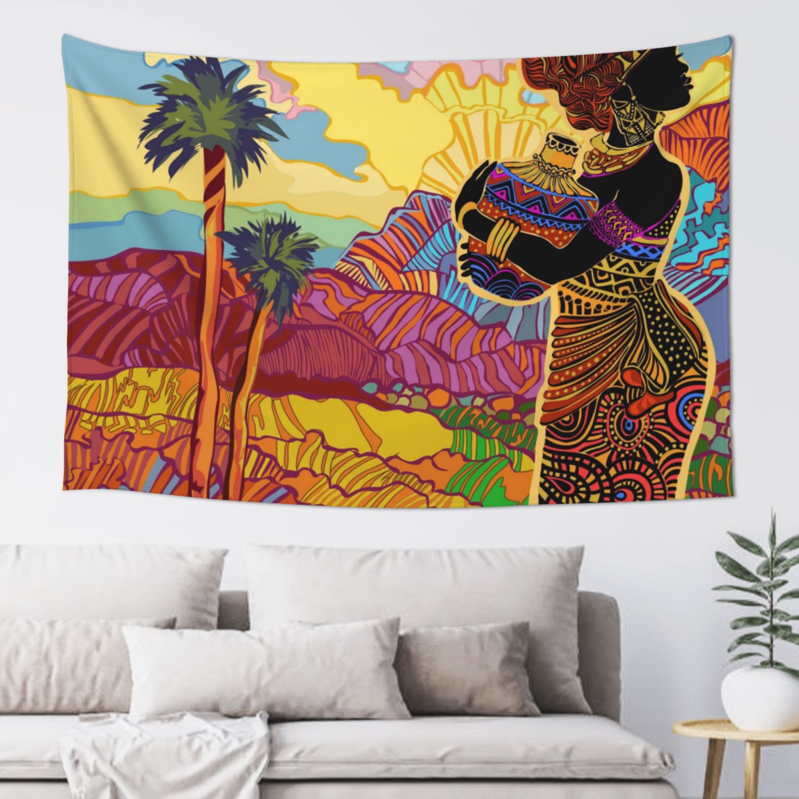 Easygdp Beautiful African Woman Tapestry Wall Hanging, Wall Tapestries ...