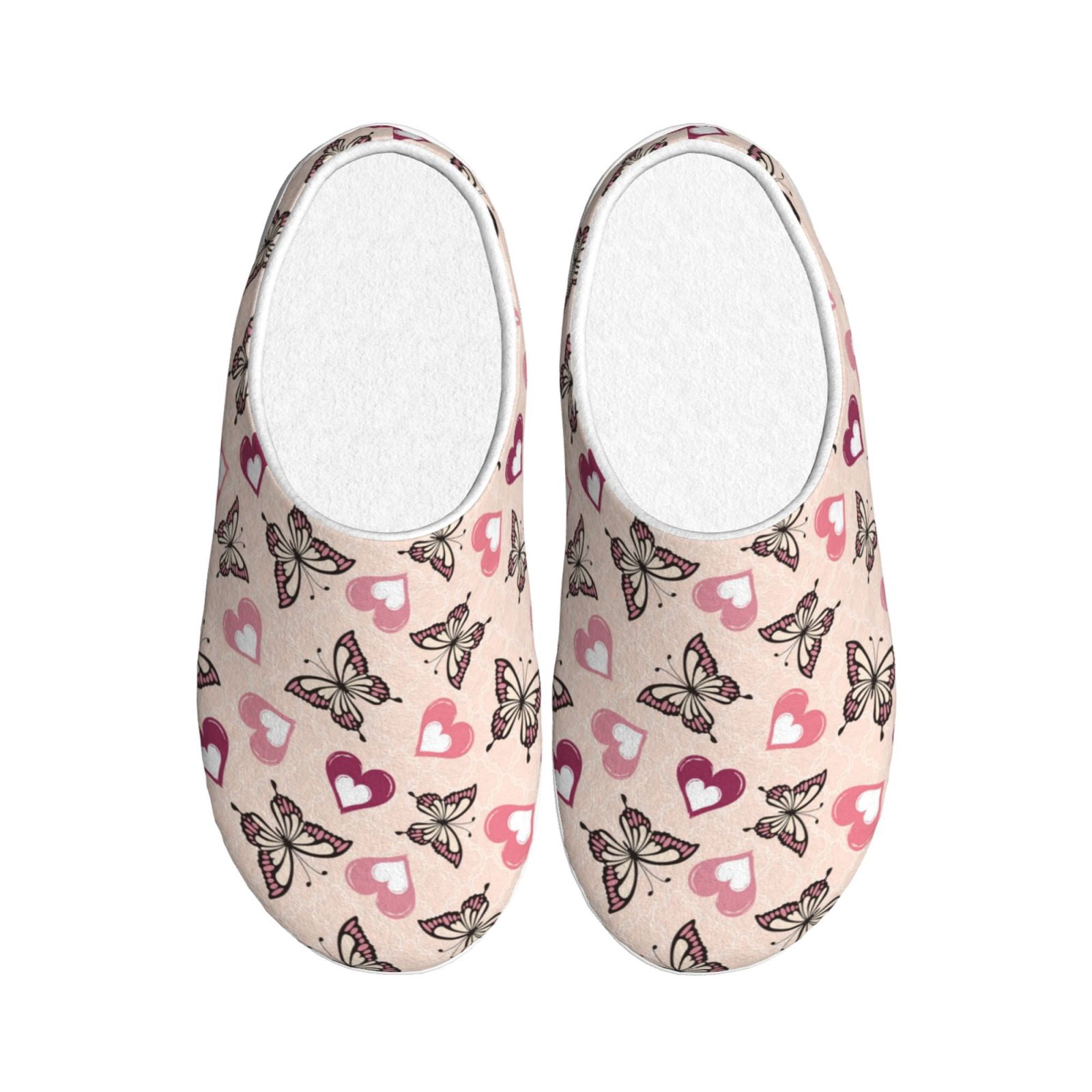 Easygdp Beautiful Butterflies and Hearts Slippers for Women Mens Winter ...