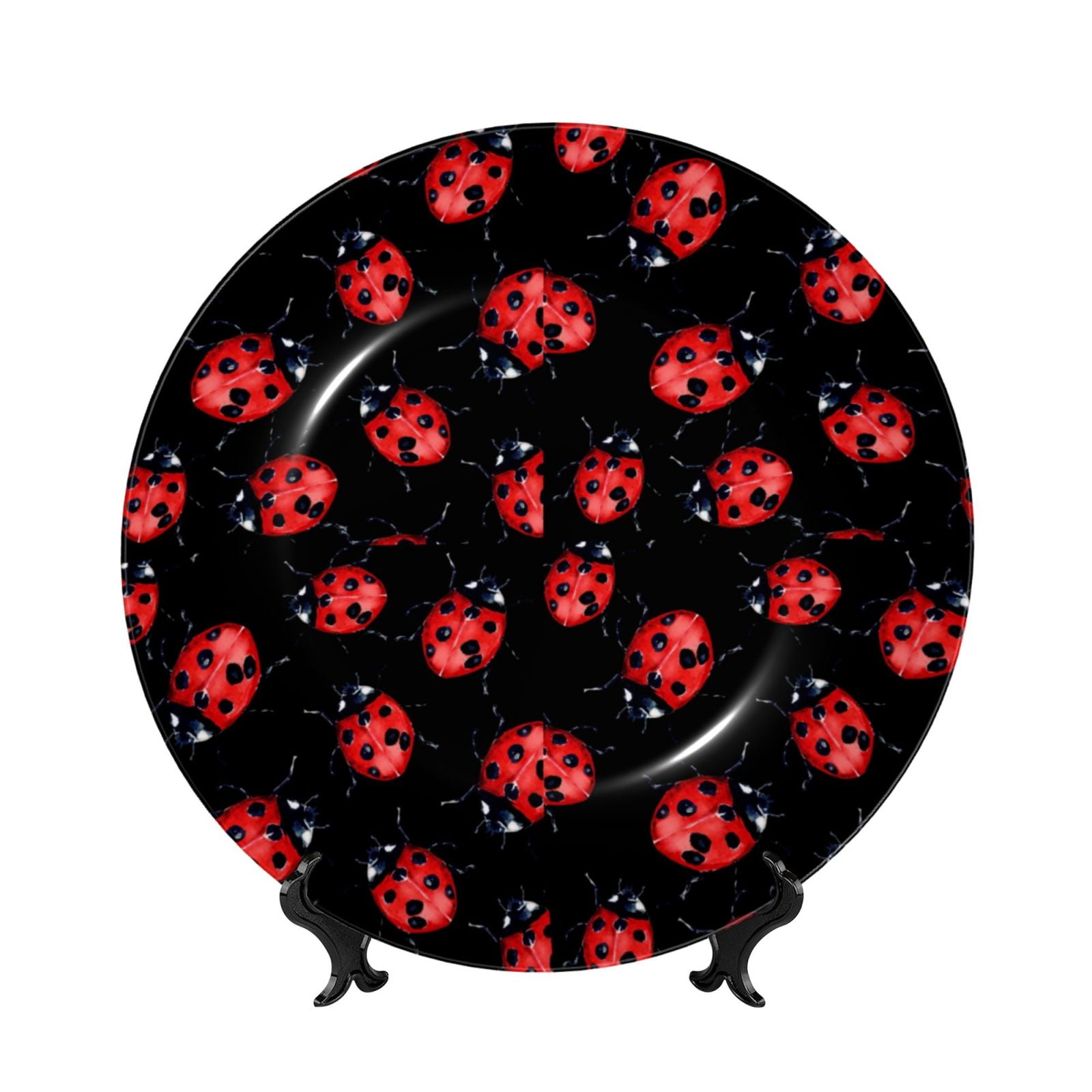 Easygdp Beautiful Red Ladybug Bone China Decorative Plate Ceramic ...