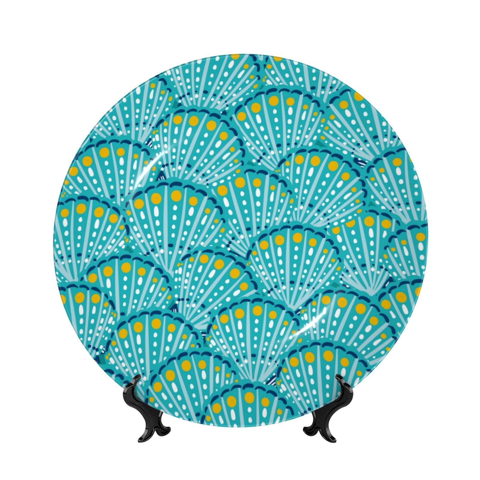 Easygdp Beautiful Seashells Bone China Decorative Plate Ceramic Dinner ...