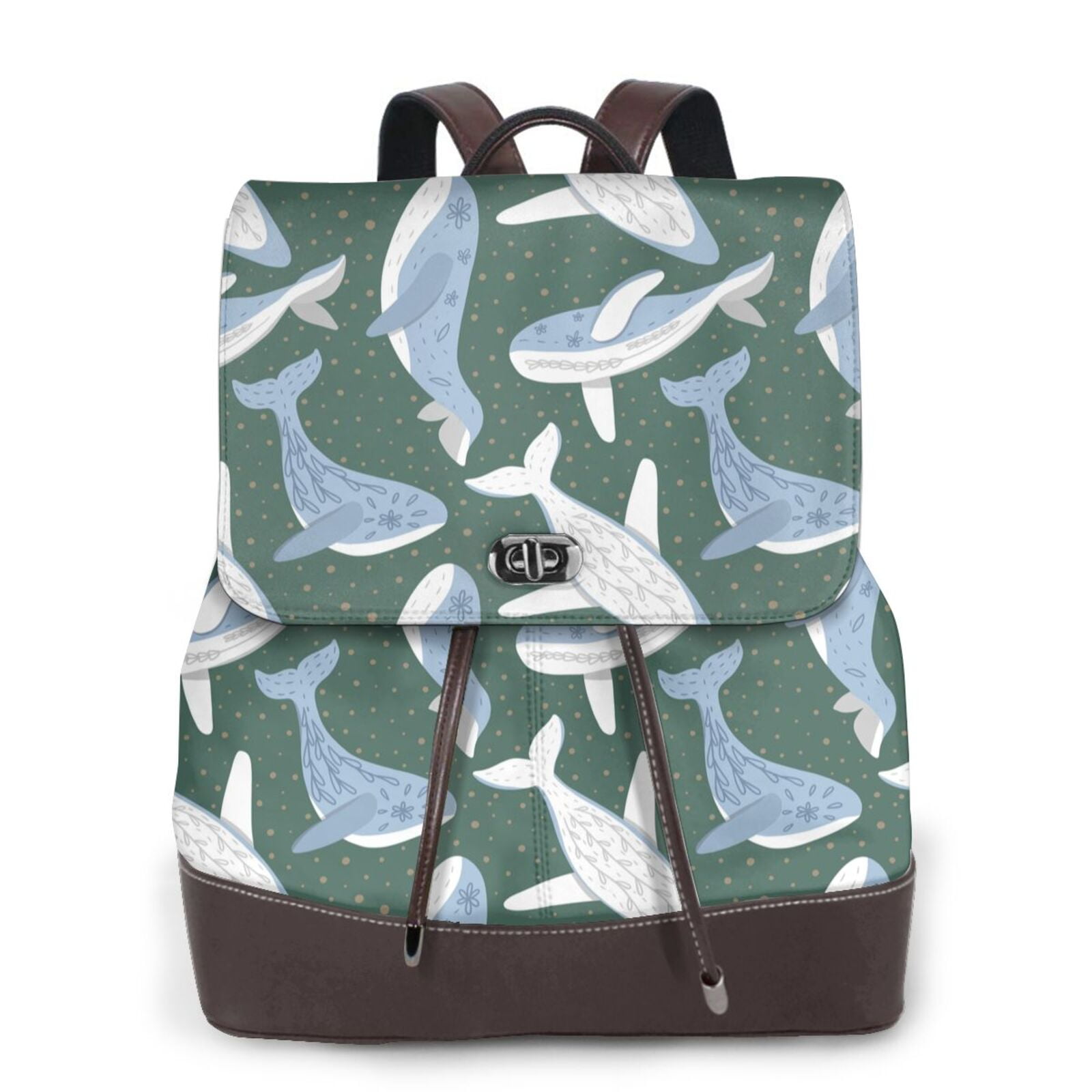 Easygdp Beautiful Whales Leather Backpack Purse Ladies Shoulder Bag ...