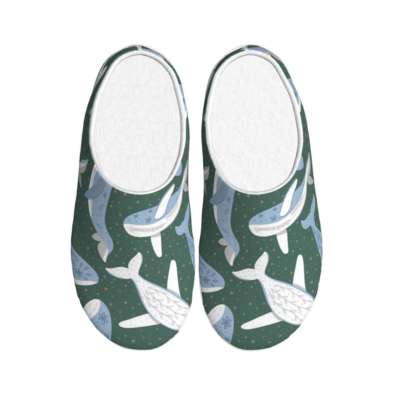 Easygdp Beautiful Whales Slippers for Women Mens Winter Warm Home ...