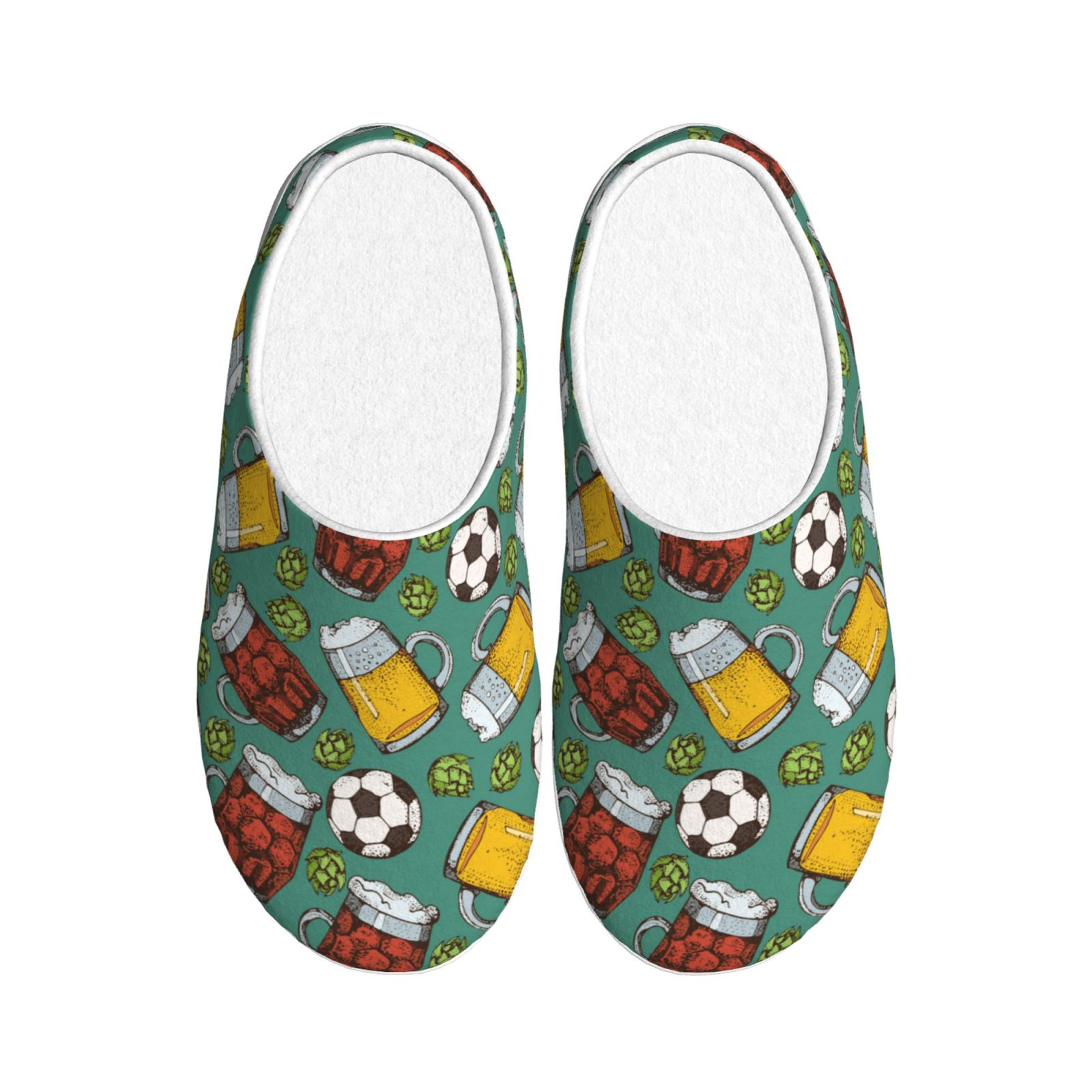 Easygdp Beer And Soccer Slippers for Women Mens Winter Warm Home ...