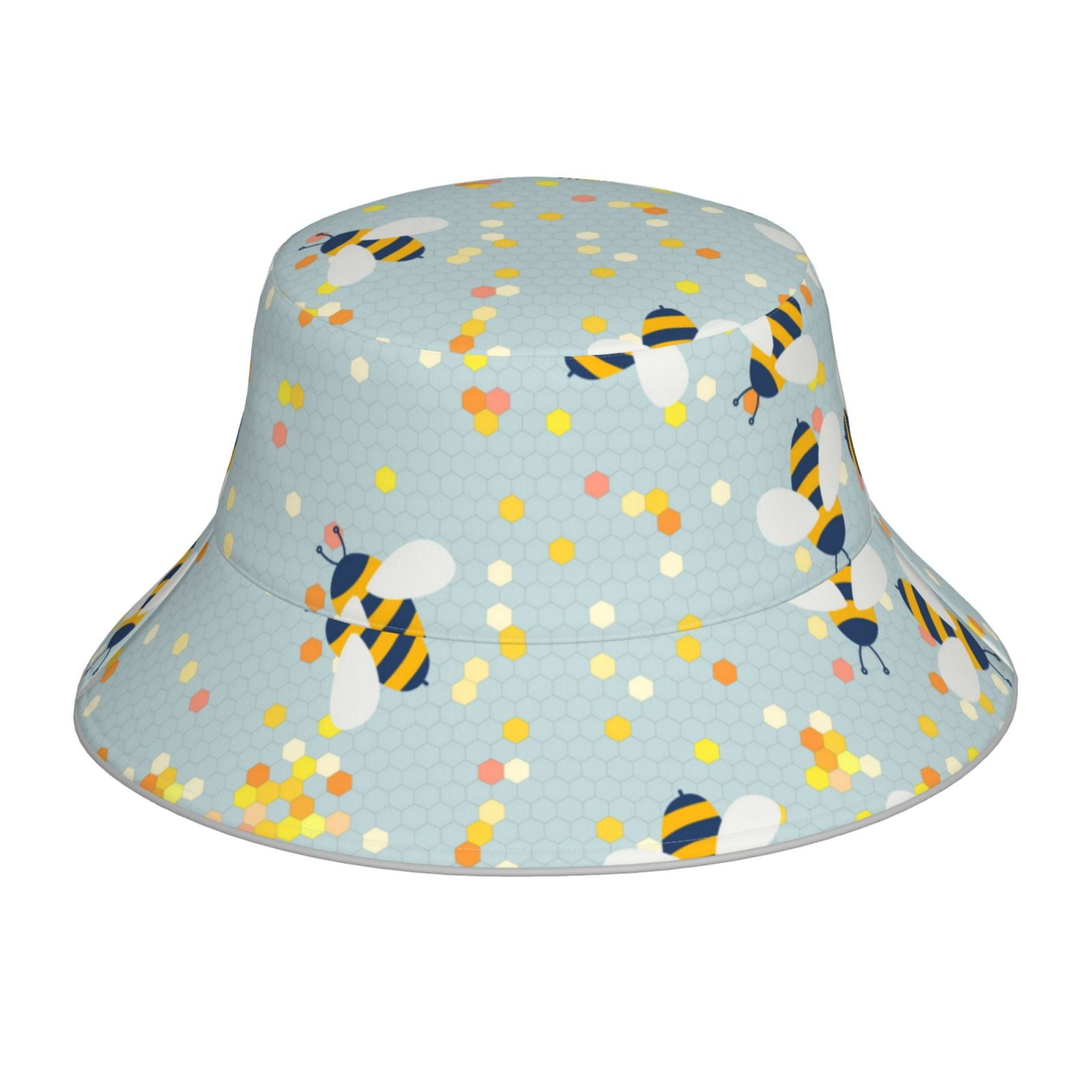 Easygdp Bees Double-Sided Reflective Fisherman Hat,Sun Visor,Casual Hat ...