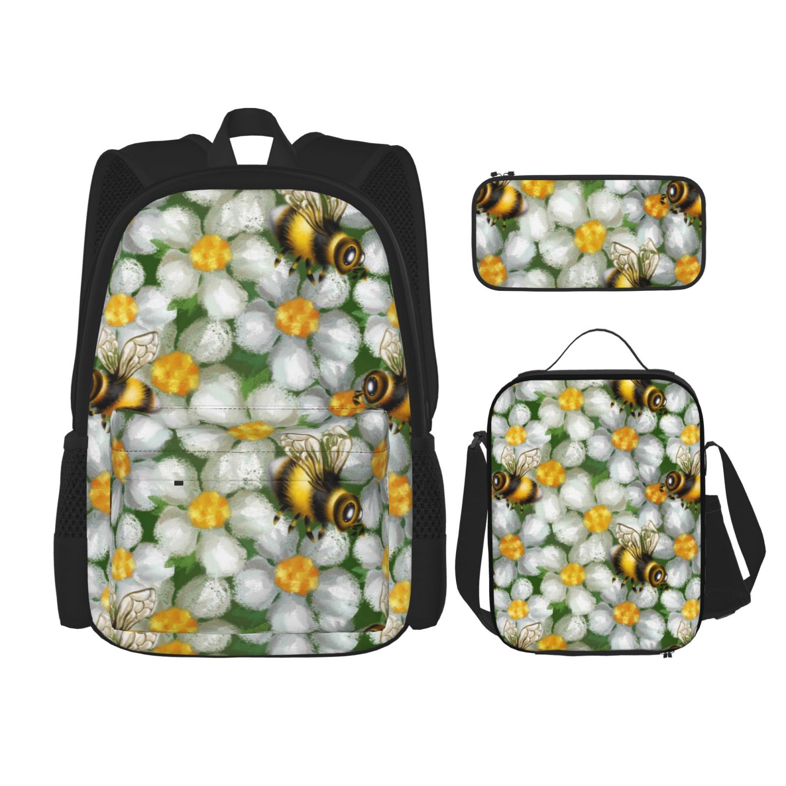 Easygdp Bees and Flower Backpack for Boys and Girls with Lunch Box ...