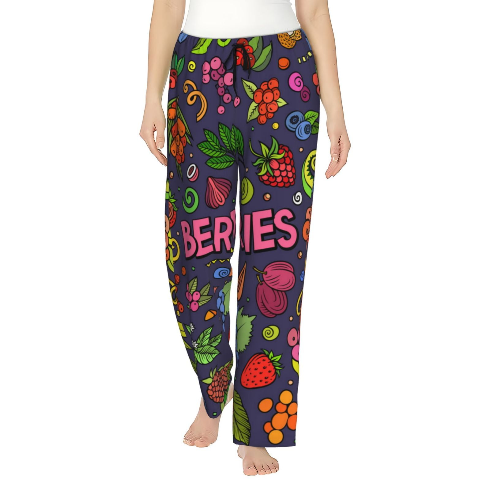 Easygdp Berry Fruits Women's Drawstring Pajama Pants | Lounge Joggers ...