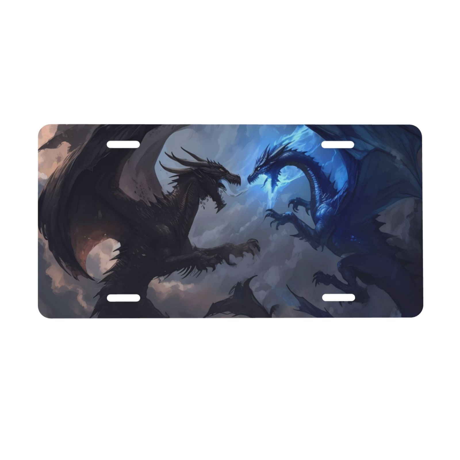 Easygdp Black And Blue Lightning Dragon License Plate Car Front License ...