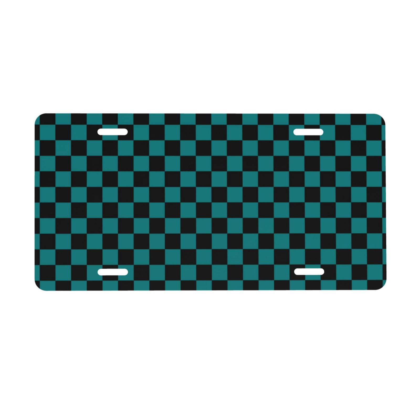 Easygdp Black And Teal Checkerboard License Plate Car Front License ...