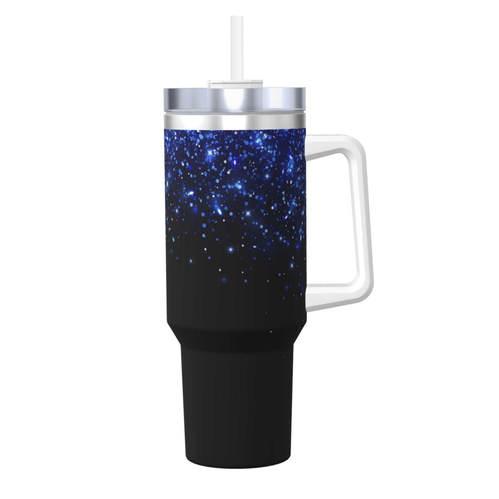 Easygdp Black Blue Glitter Sparkles Insulated Stainless Steel Hot/Cold ...