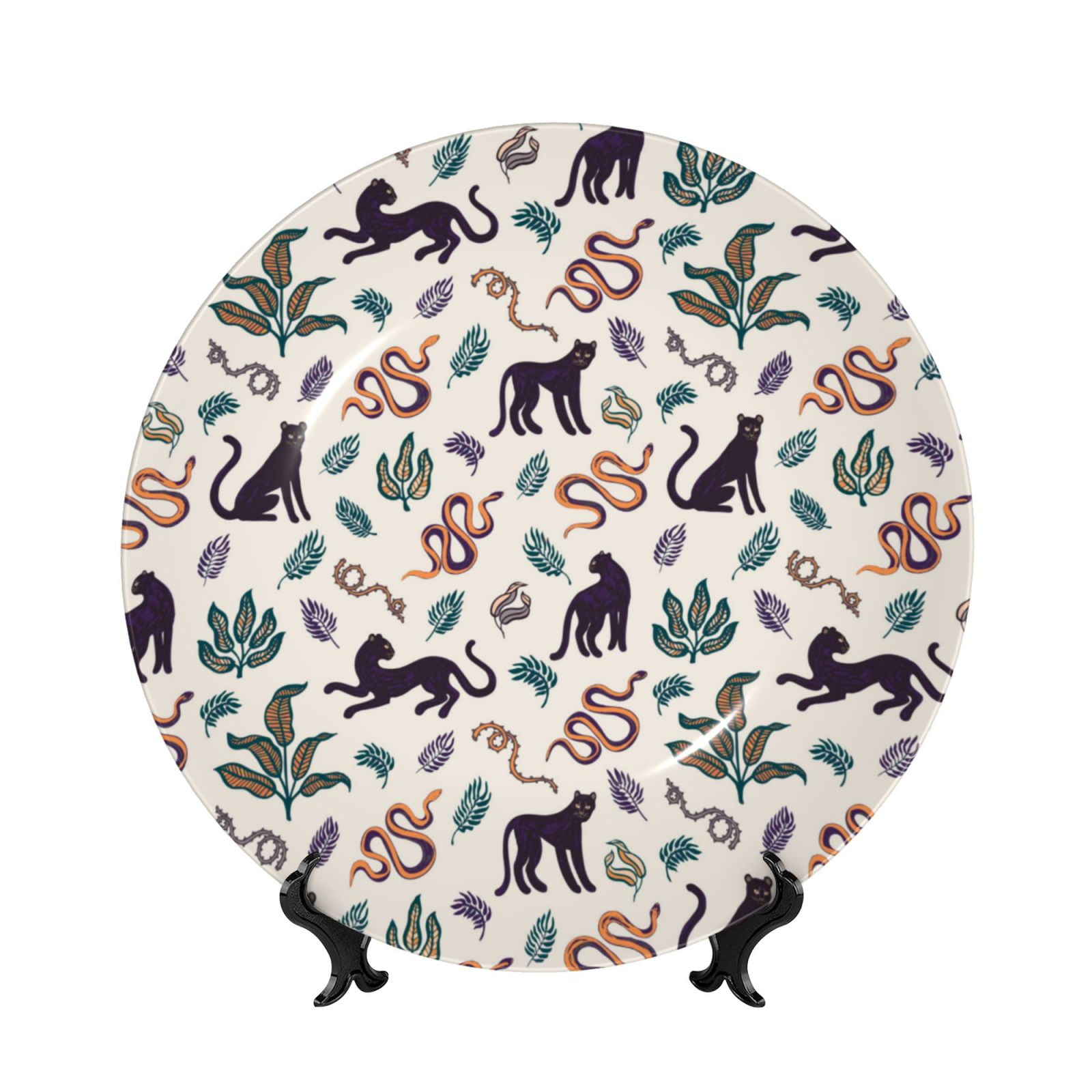 Easygdp Black Cat And Snake Bone China Decorative Plate Ceramic Dinner ...