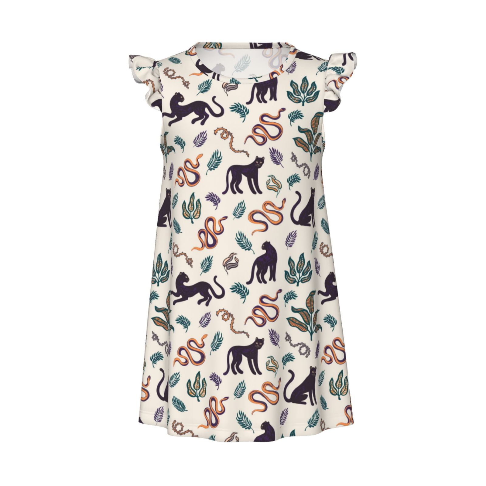 Easygdp Black Cat And Snake Girls Pajamas Dress, Princess Nightgown for ...