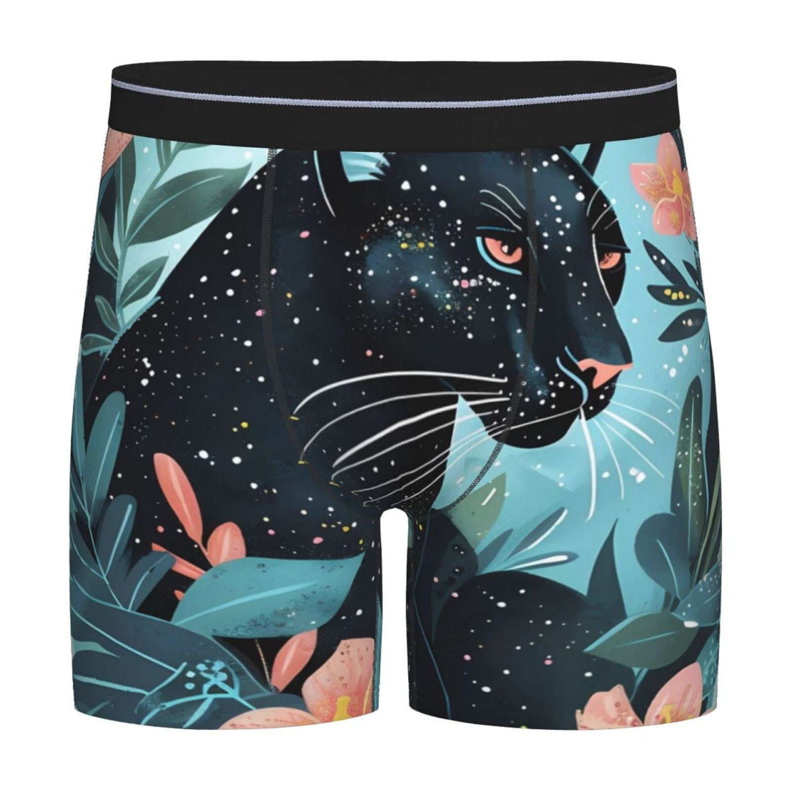 Easygdp Black Panther Floral Illustration Men's Boxer Briefs Men’s ...