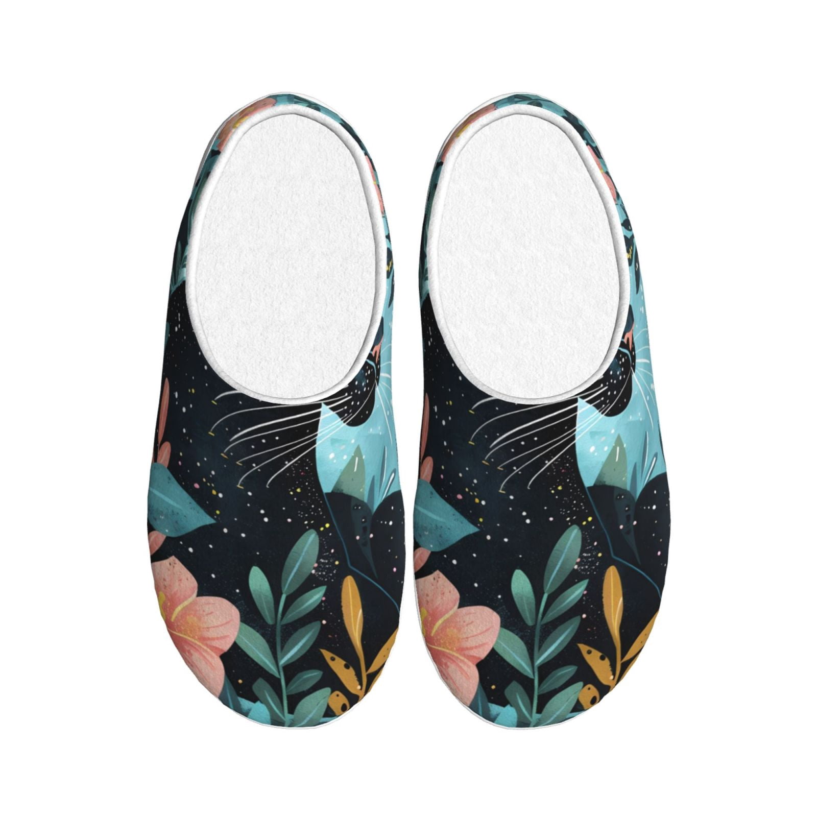 Easygdp Black Panther Floral Illustration Slippers for Women Mens ...