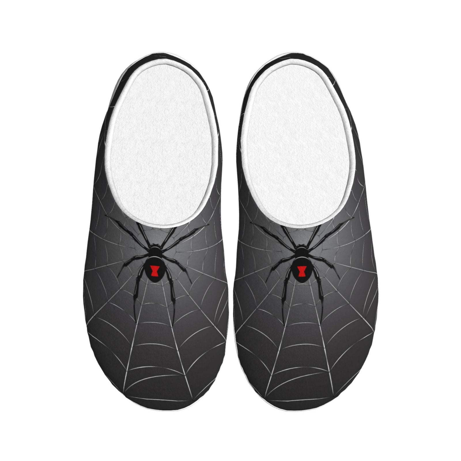 Easygdp Black Spider On Web Slippers for Women Mens Winter Warm Home ...