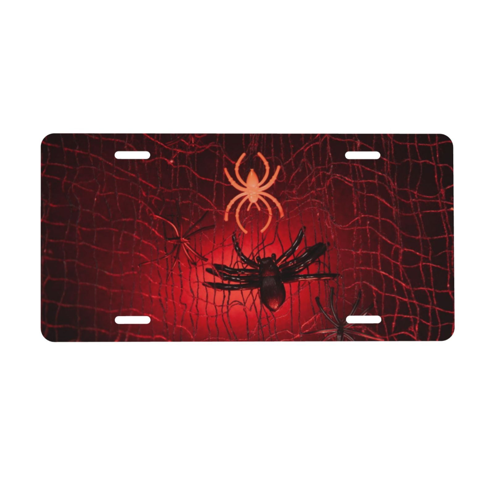 Easygdp Black Spider Web With Spiders License Plate Car Front License ...