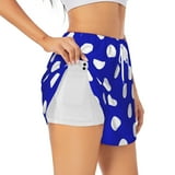 Easygdp Blue And White Polka Dot for Women's Athletic Shorts - High ...