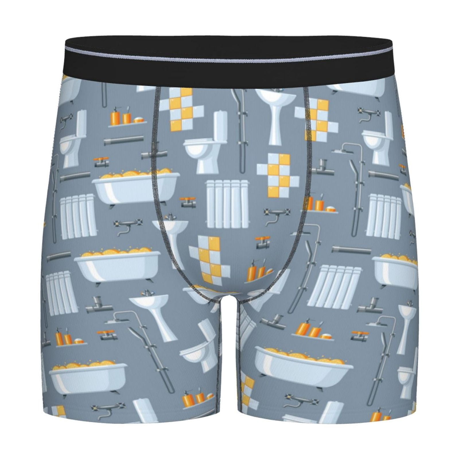 Easygdp Blue Bathroom Men's Boxer Briefs Men’s Underwear Boxer Briefs ...