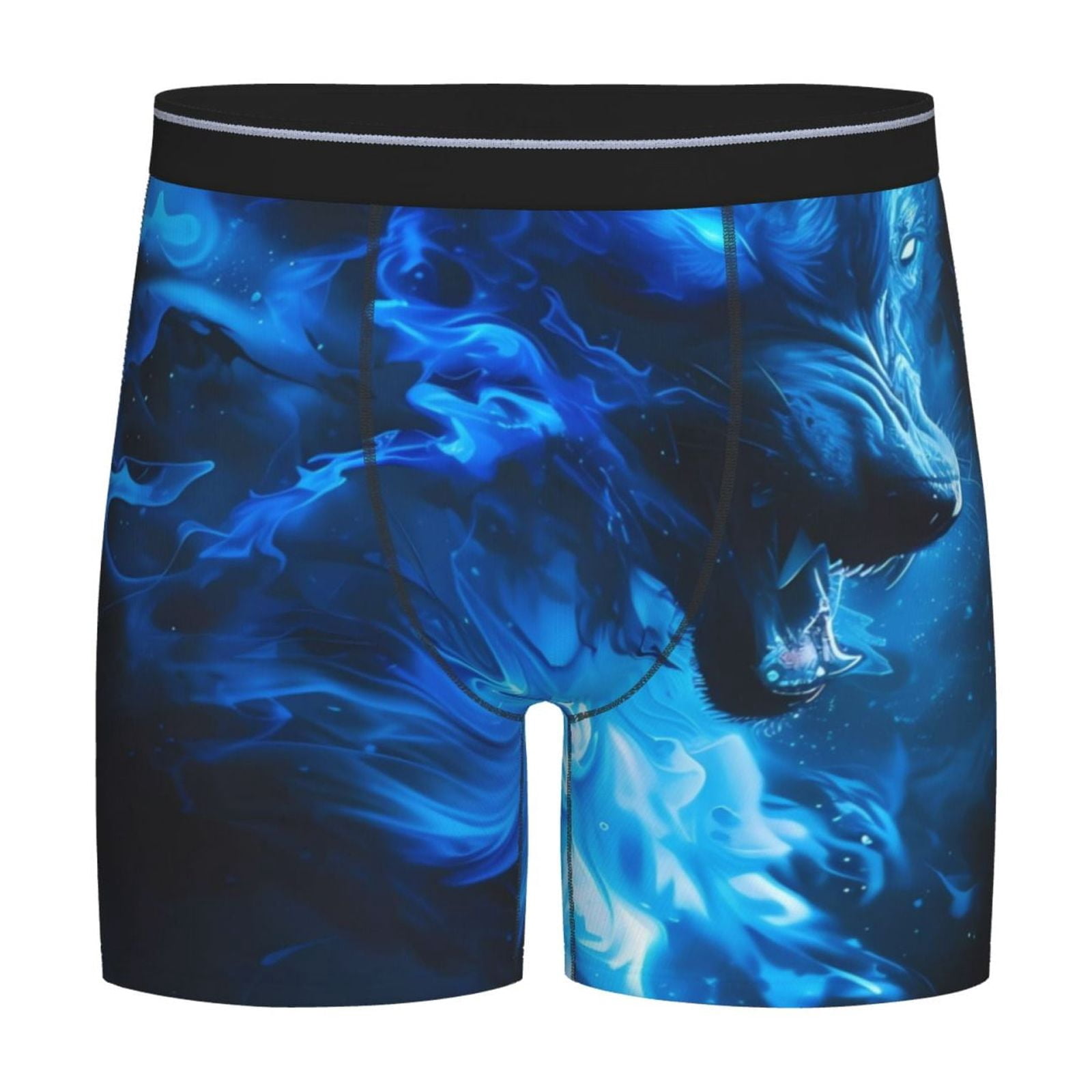 Easygdp Blue Fire Cool Wolf Men's Boxer Briefs Men’s Underwear Boxer ...
