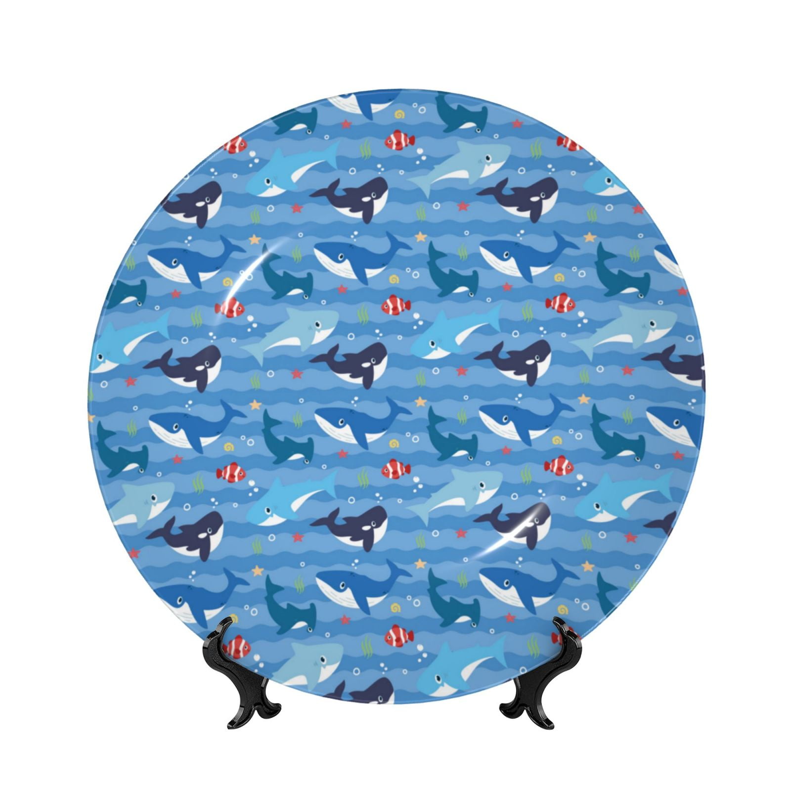 Easygdp Blue Fish Bone China Decorative Plate Ceramic Dinner Plates Art ...