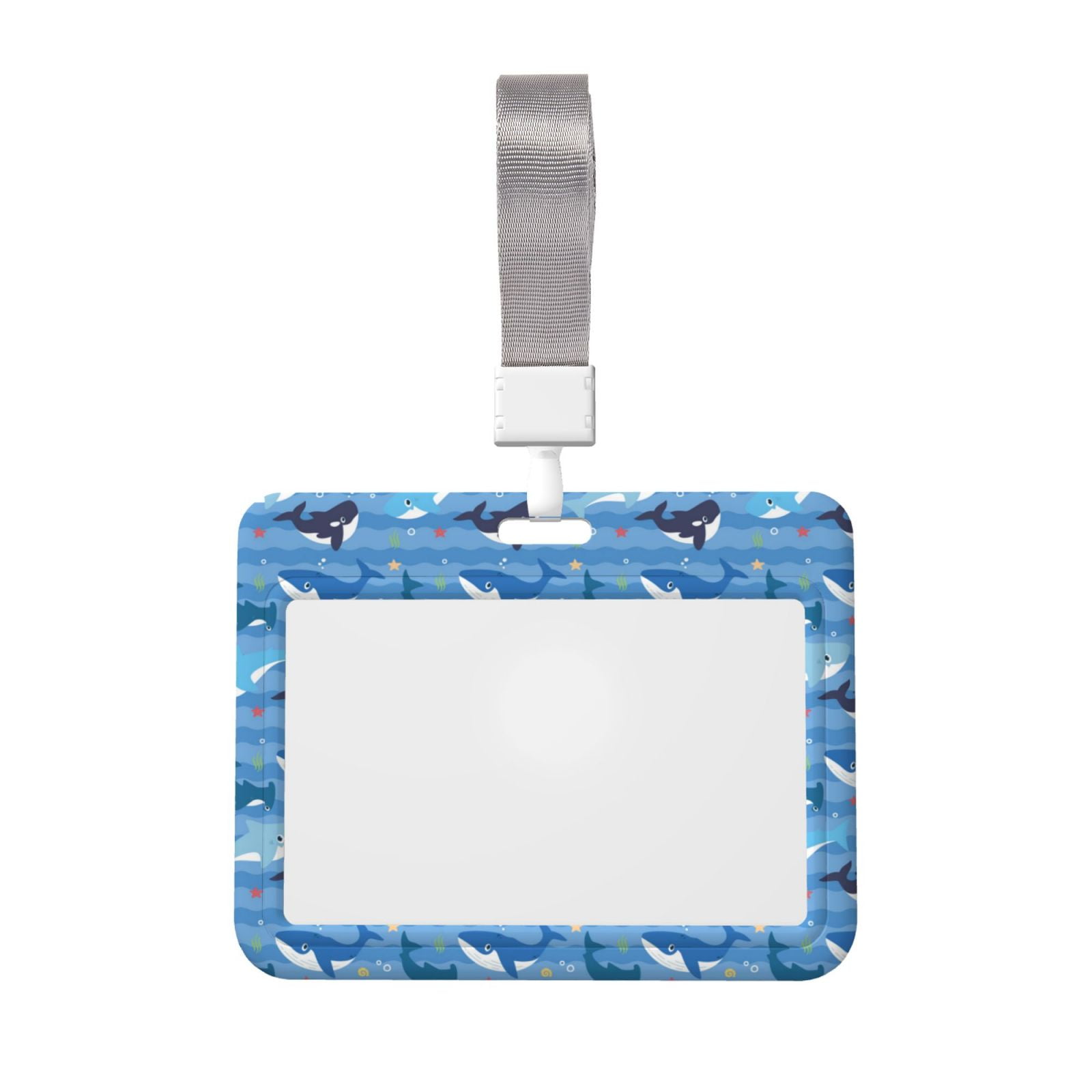 Easygdp Blue Fish Card Badge Holder Work Badge Sleeve for Office ...