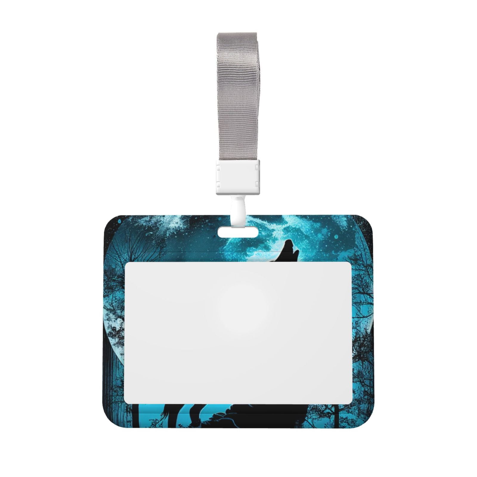 Easygdp Blue Full Moon Wolf Card Badge Holder Work Badge Sleeve for ...