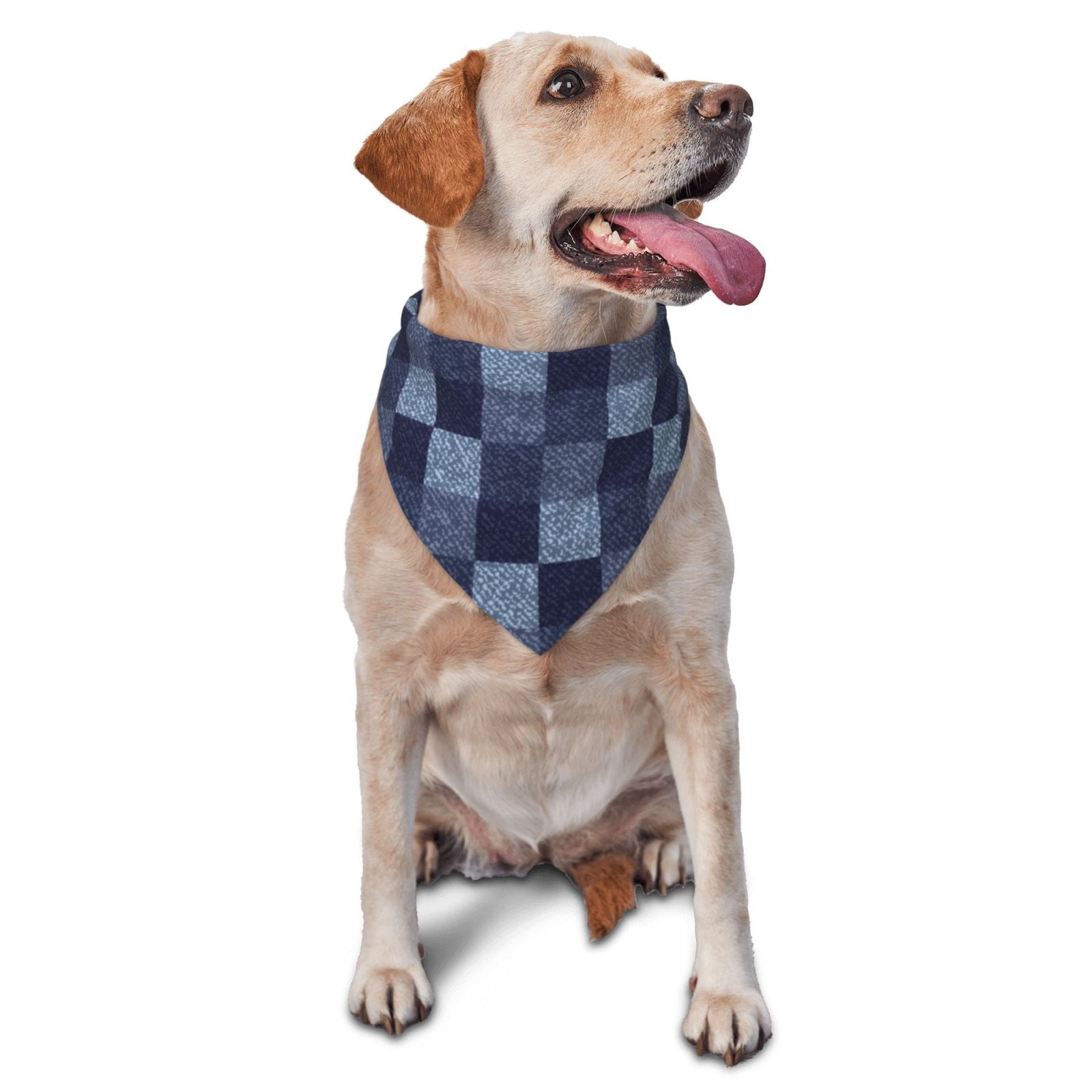 Easygdp Blue Gingham Buffalo Check Pet Scarf, Dog Triangle Scarf ...