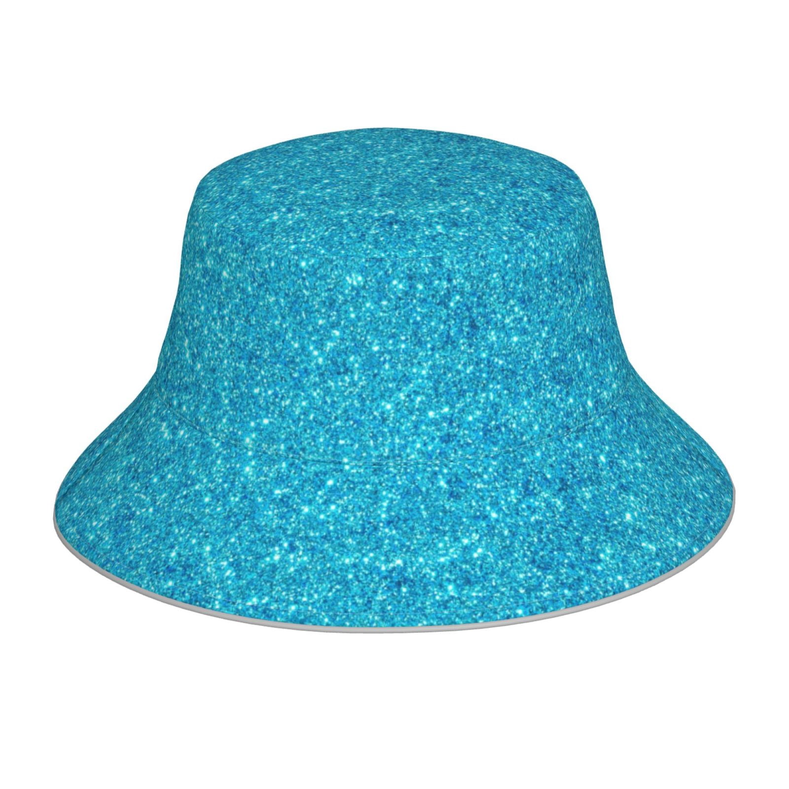 Easygdp Blue Glitter Double-Sided Reflective Fisherman Hat for Outdoor ...