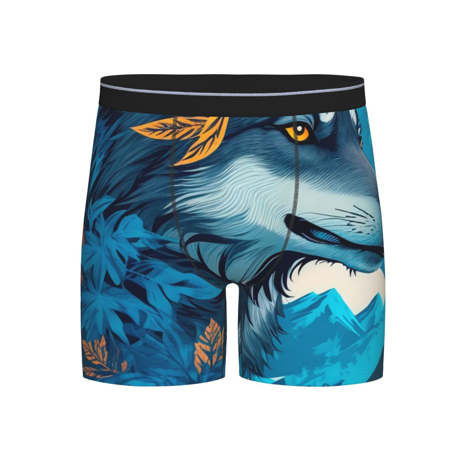 Easygdp Blue Iceberg Leaf Wolf Men's Boxer Briefs Men’s Underwear Boxer ...