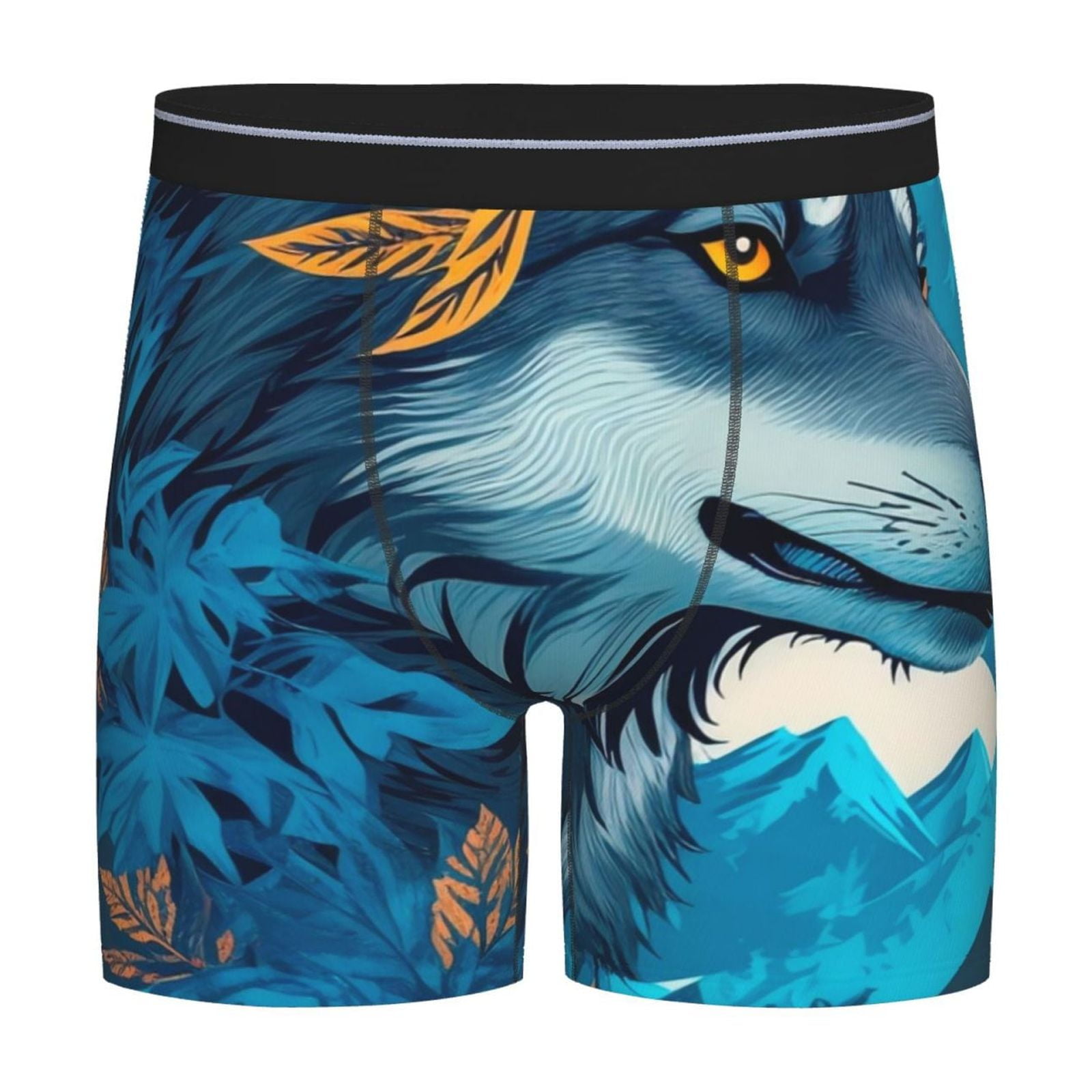 Easygdp Blue Iceberg Leaf Wolf Men's Boxer Briefs Men’s Underwear Boxer ...