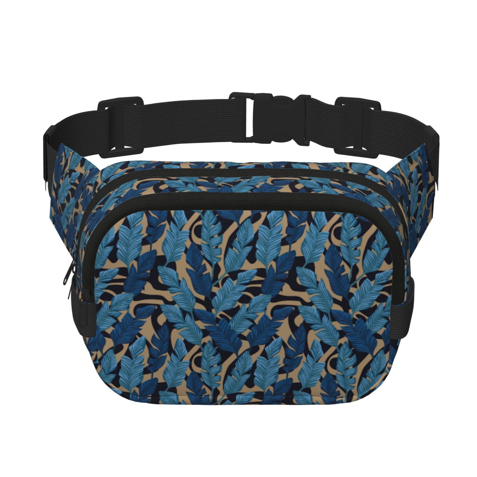 Easygdp Blue Leaves A Fanny Packs for Women Men, Belt Bag, Fashion ...