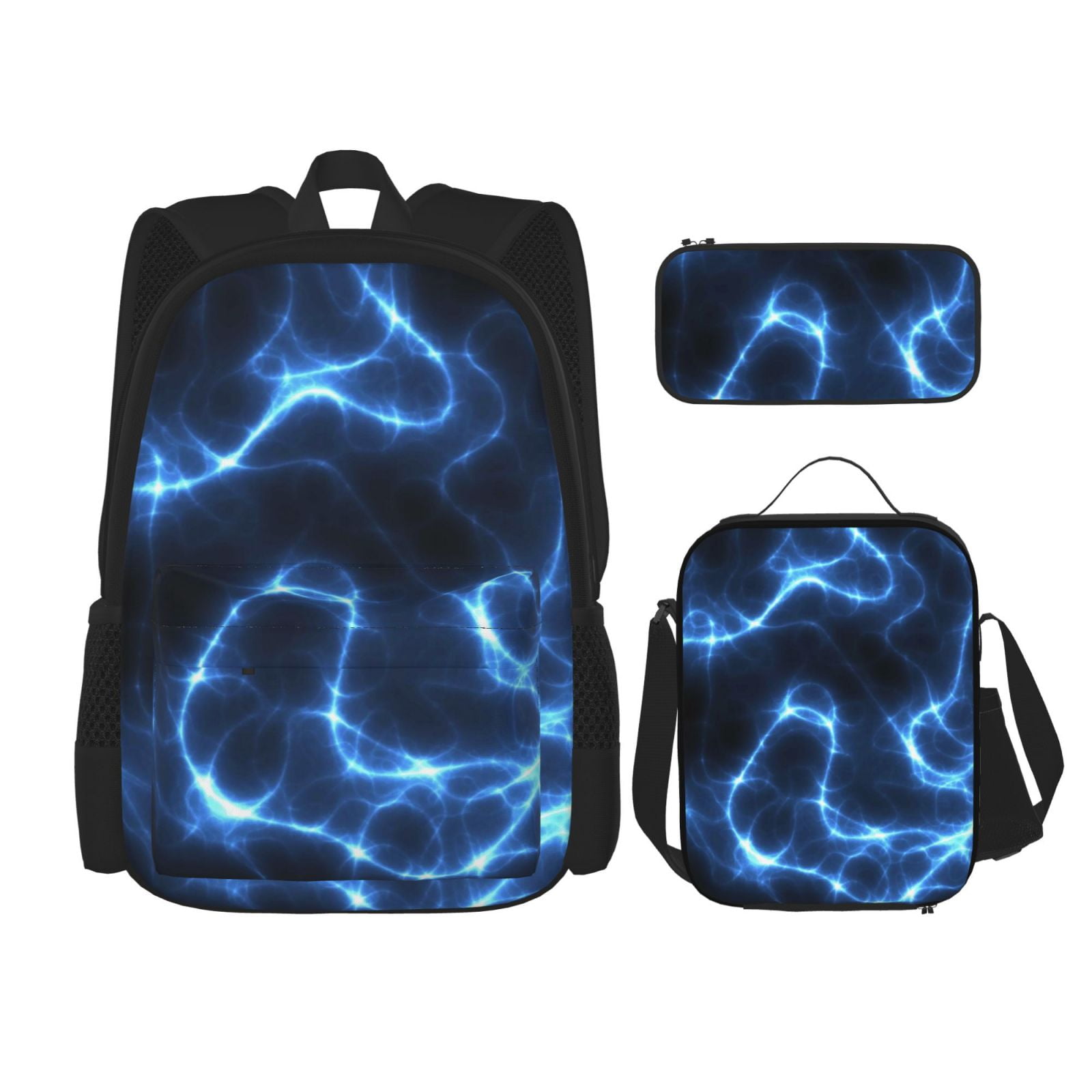 Easygdp Blue Lightning Backpack for Boys and Girls with Lunch Box ...