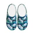 Easygdp Blue Lotus Flower Slippers for Women Mens Winter Warm Home ...