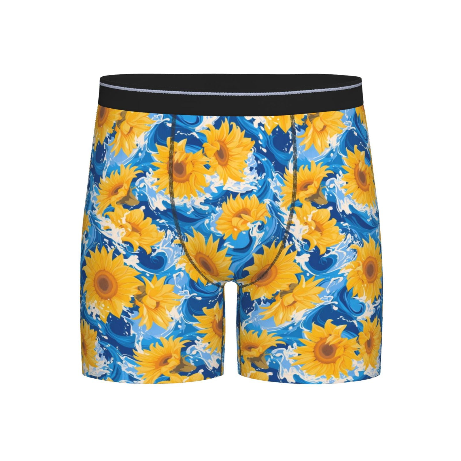 Easygdp Blue Ocean Wave Sunflower Men's Boxer Briefs Men’s Underwear ...