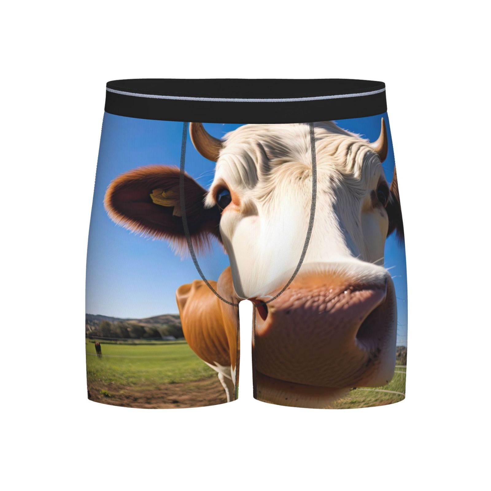 Easygdp Blue Sky Meadow Cute Cow Men's Boxer Briefs Men’s Underwear ...