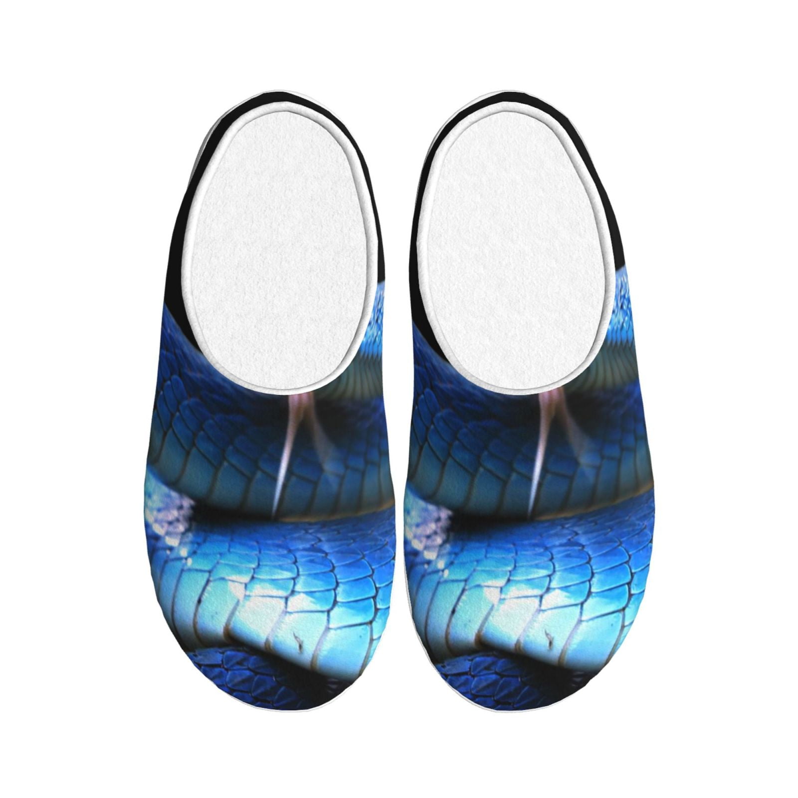 Easygdp Blue Viper Snake Slippers for Women Mens Winter Warm Home ...