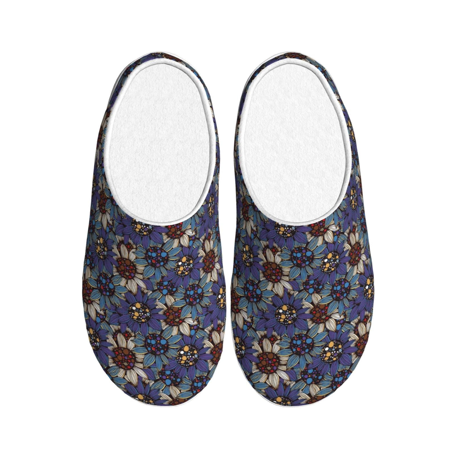 Easygdp Boho Style Sunflowers Design Slippers for Women Mens Winter ...