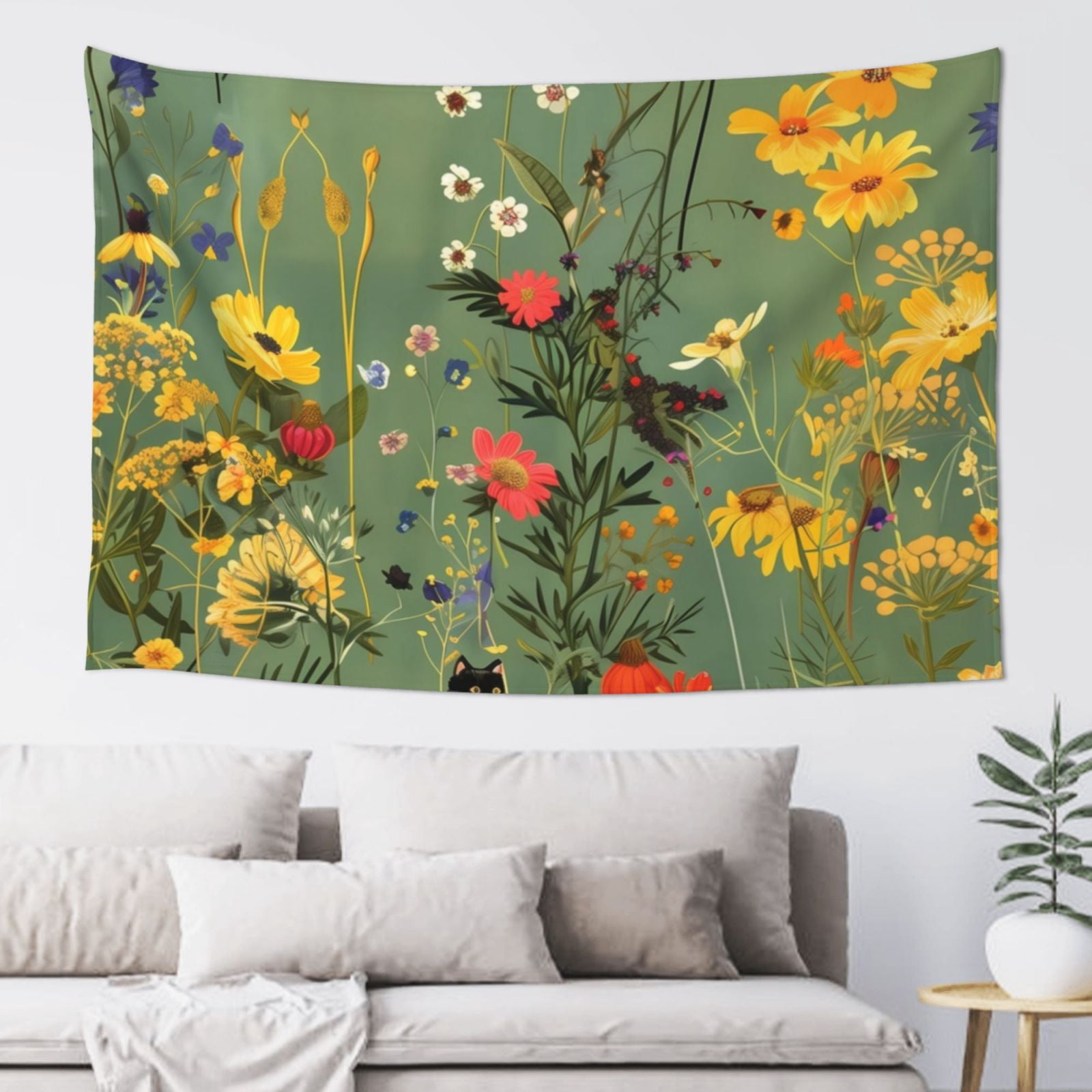 Easygdp Botanical Garden With Cats Tapestry Wall Hanging, Wall ...
